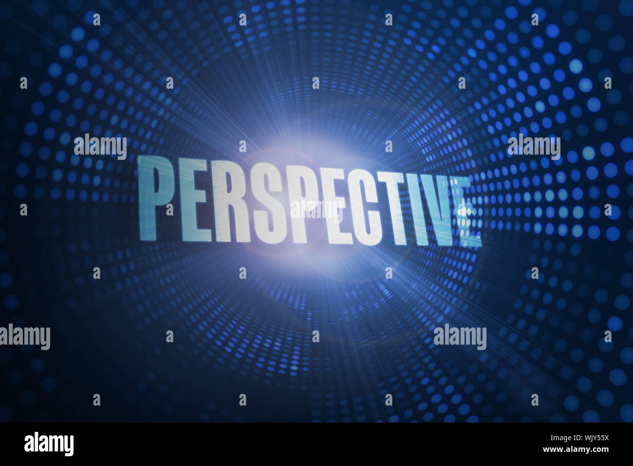 The word perspective against futuristic dotted blue and black ...