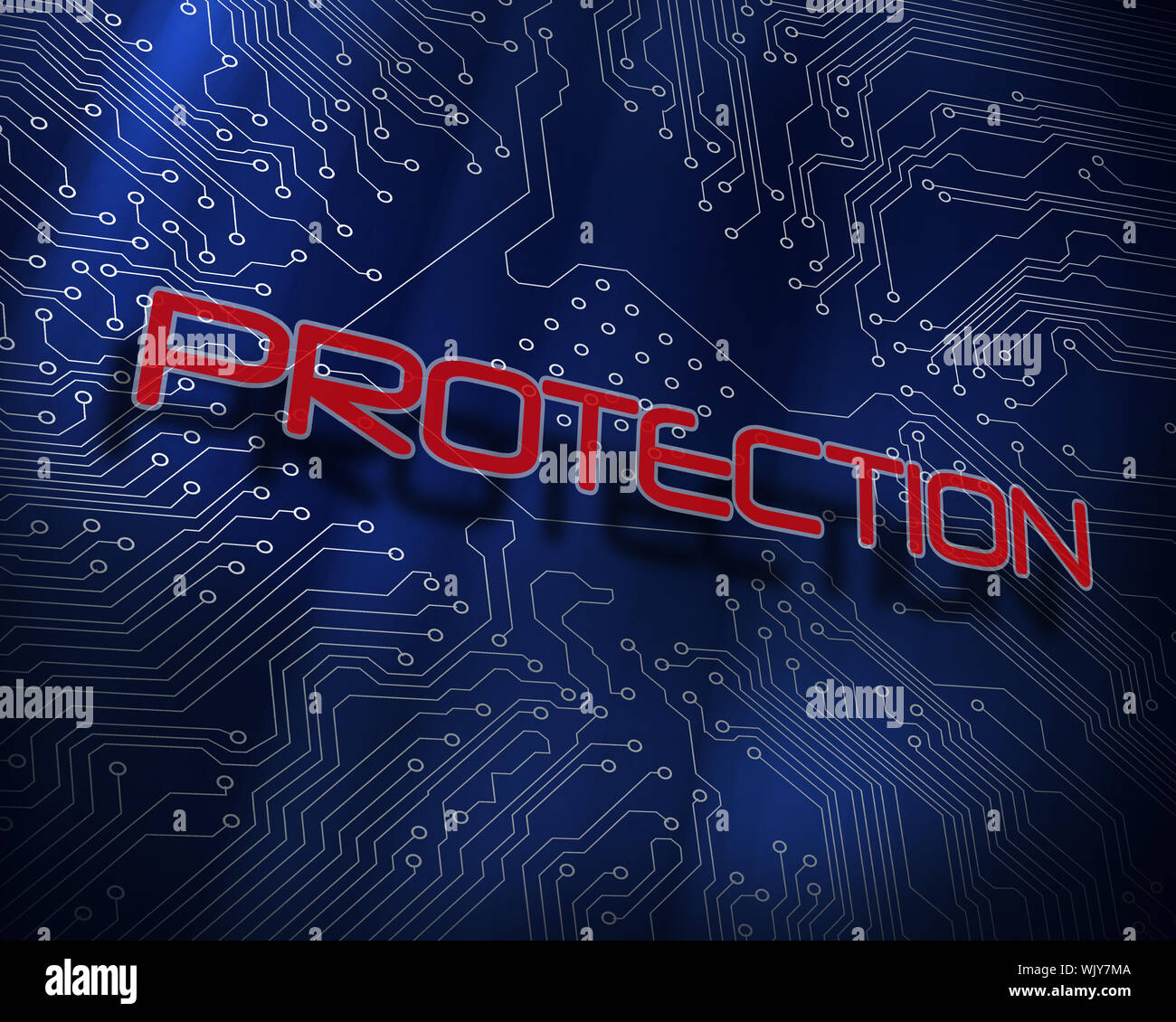 The word protection against blue technology background Stock Photo - Alamy