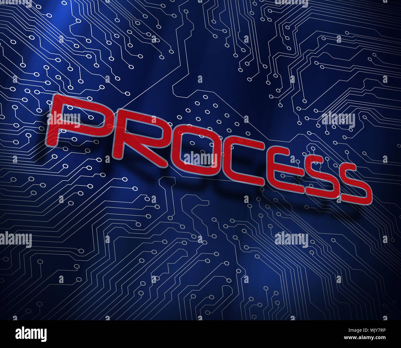 The word process against blue technology background Stock Photo - Alamy