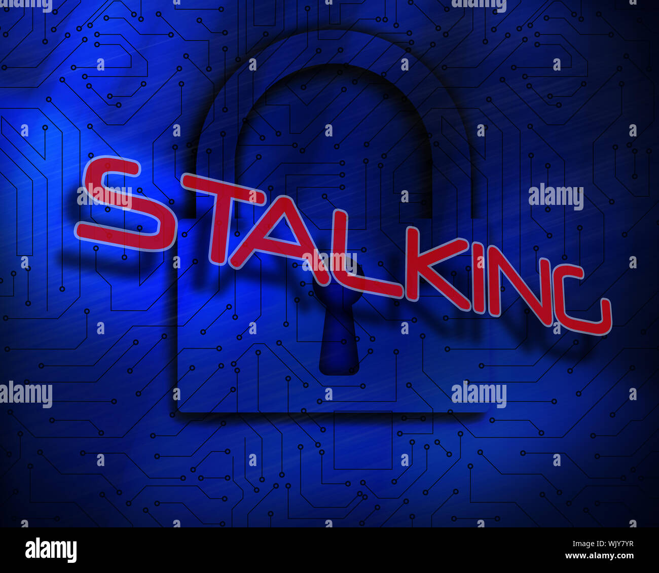 The word stalking against lock on digital background Stock Photo - Alamy