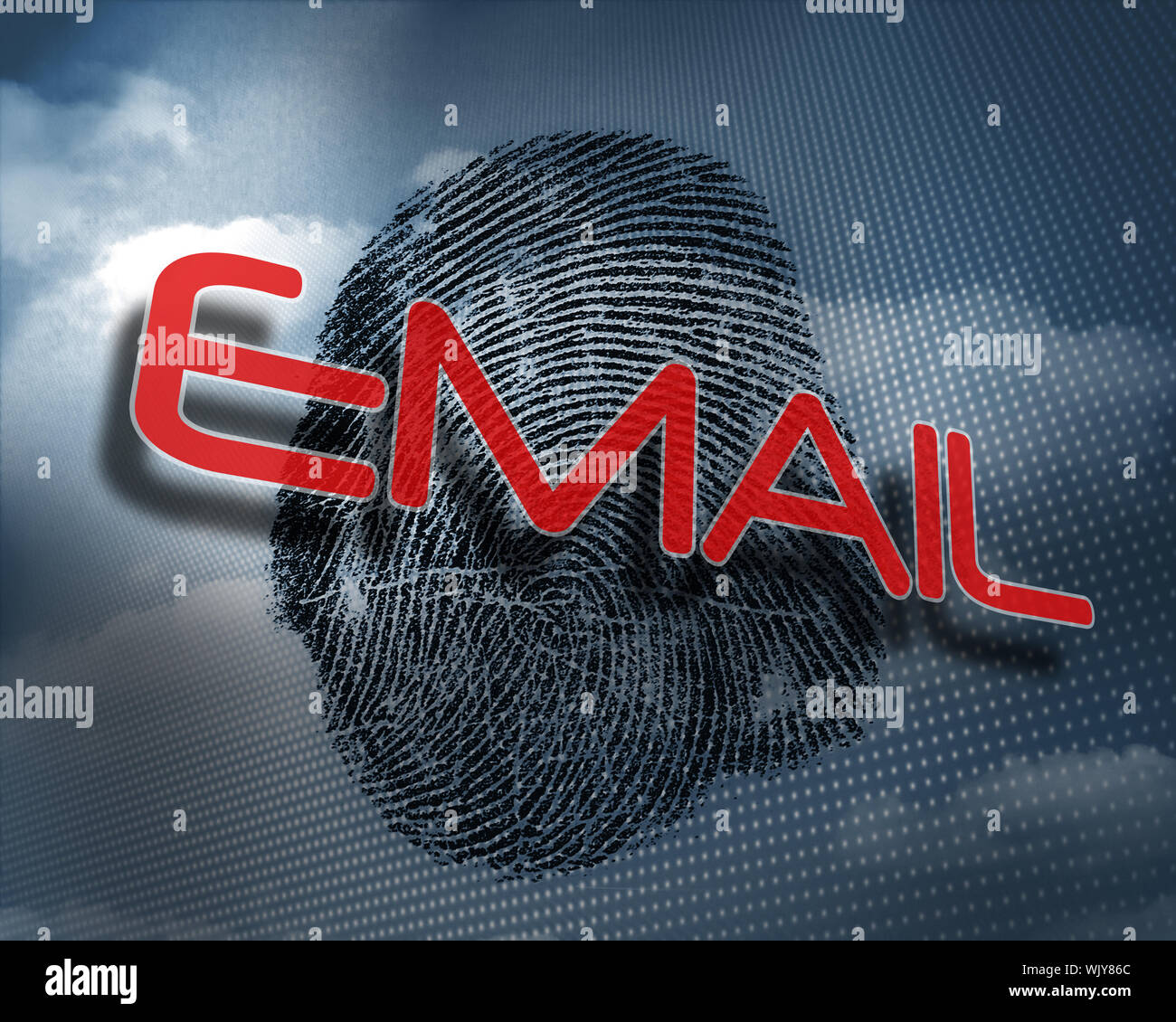 The word email against fingerprint in sky Stock Photo - Alamy