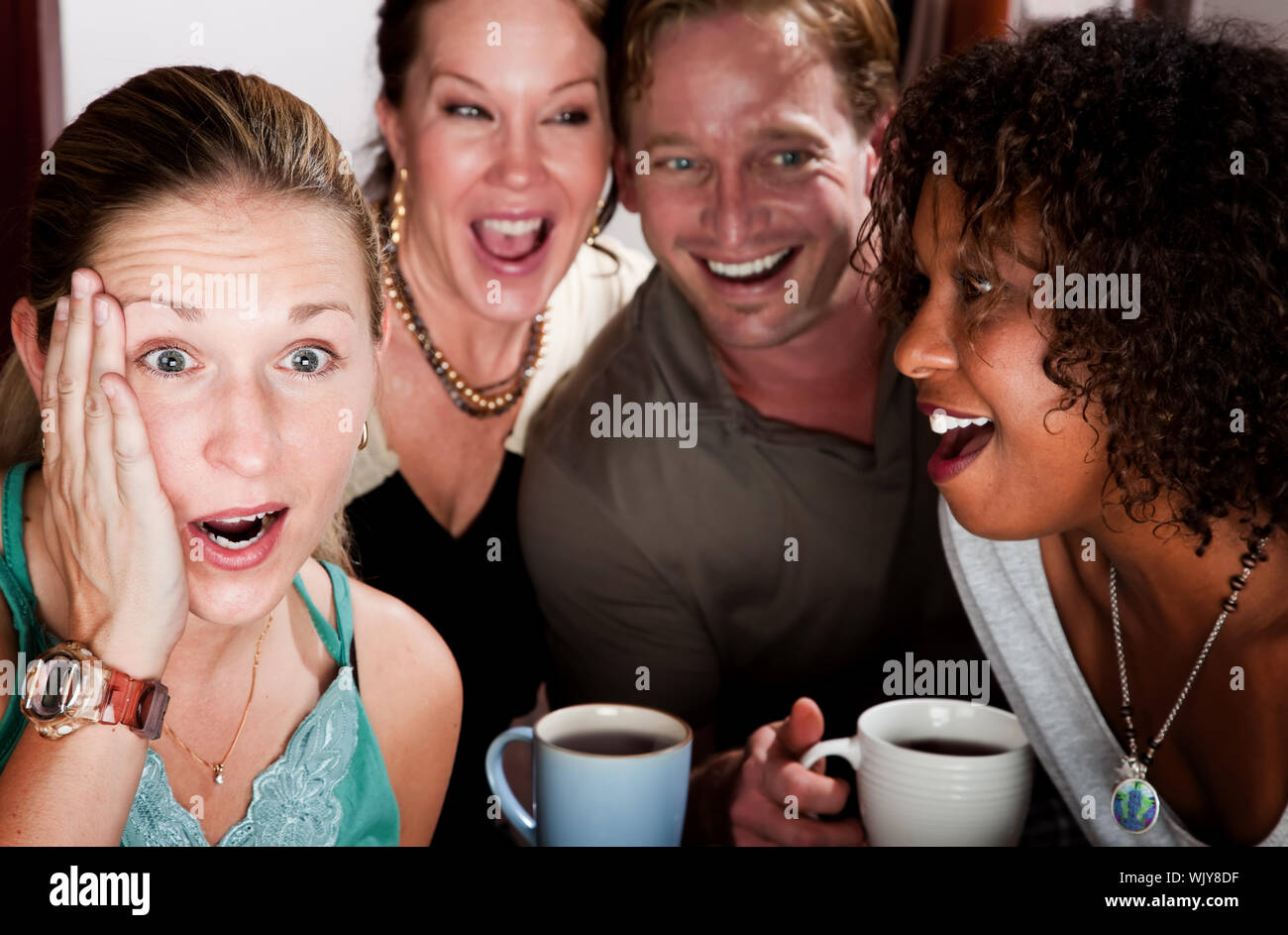 Blonde gossip laugh funny hi-res stock photography and images - Alamy
