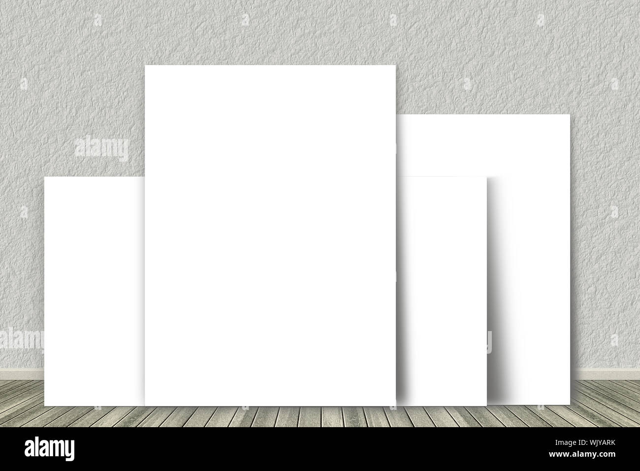 White blank board on wall with nobody Stock Photo - Alamy