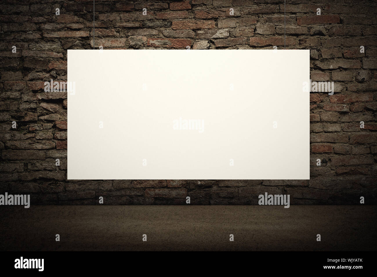 White blank board on wall with nobody Stock Photo - Alamy