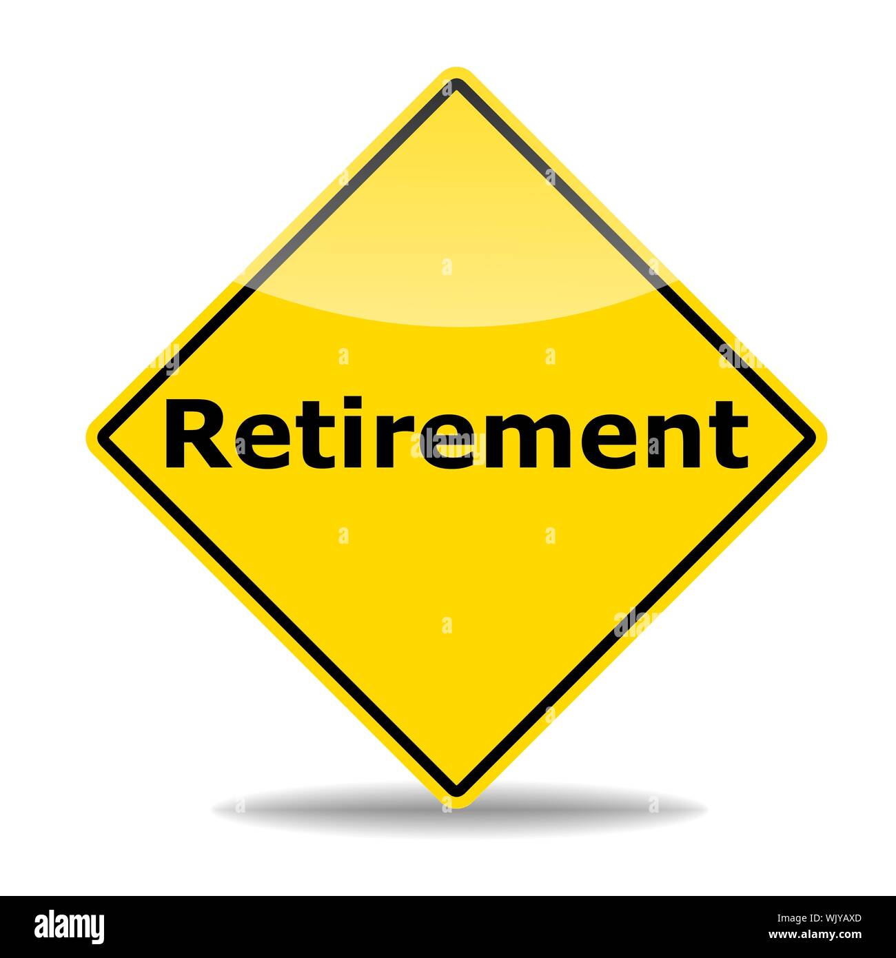 retirement concept with road sign isolated on white background Stock ...