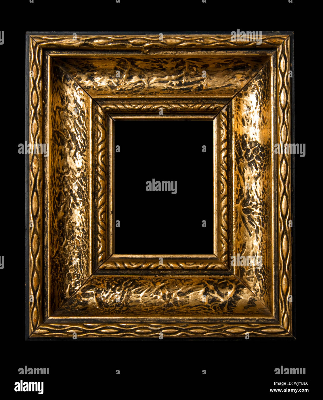 Old Gold Picture Frame on black background Stock Photo - Alamy