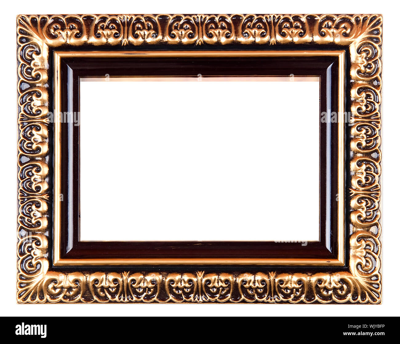Old Gold Picture Frame on white background Stock Photo - Alamy