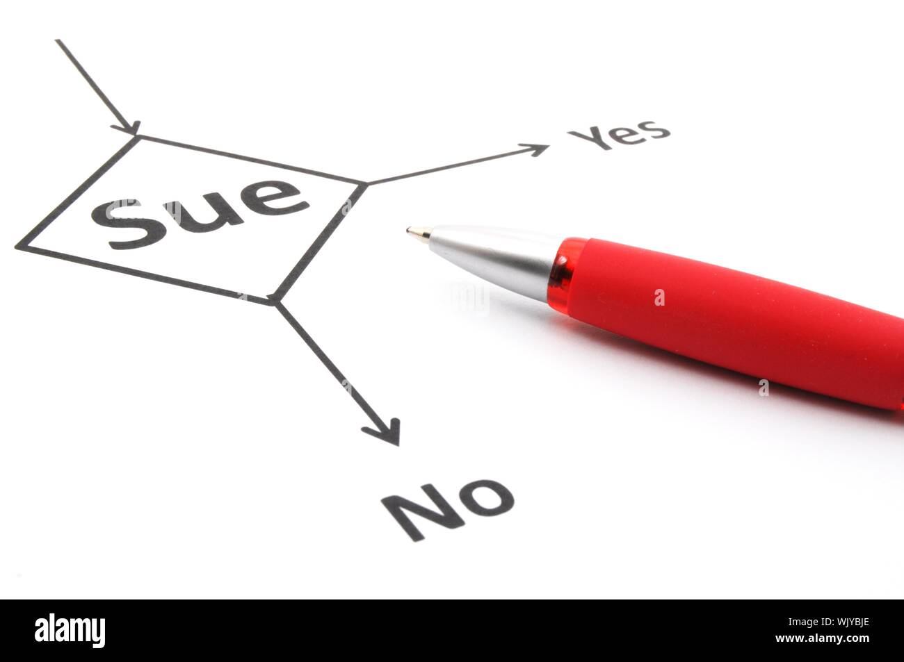 sue lawsuit or law concept with flowchart and pen Stock Photo - Alamy
