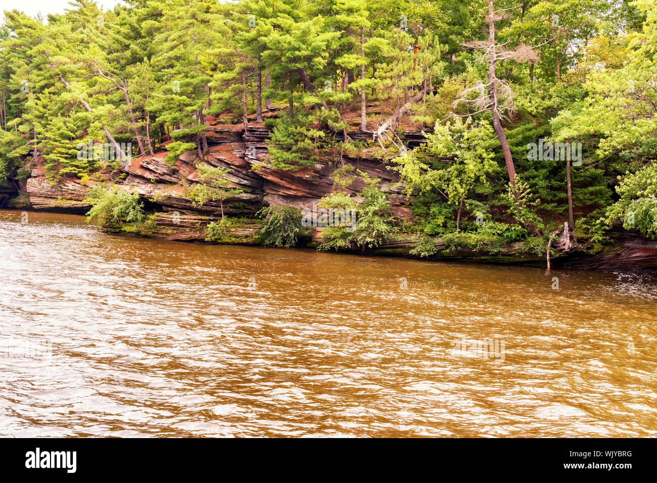 Rock formations along the Wisconsin river are seen by being on an upper ...