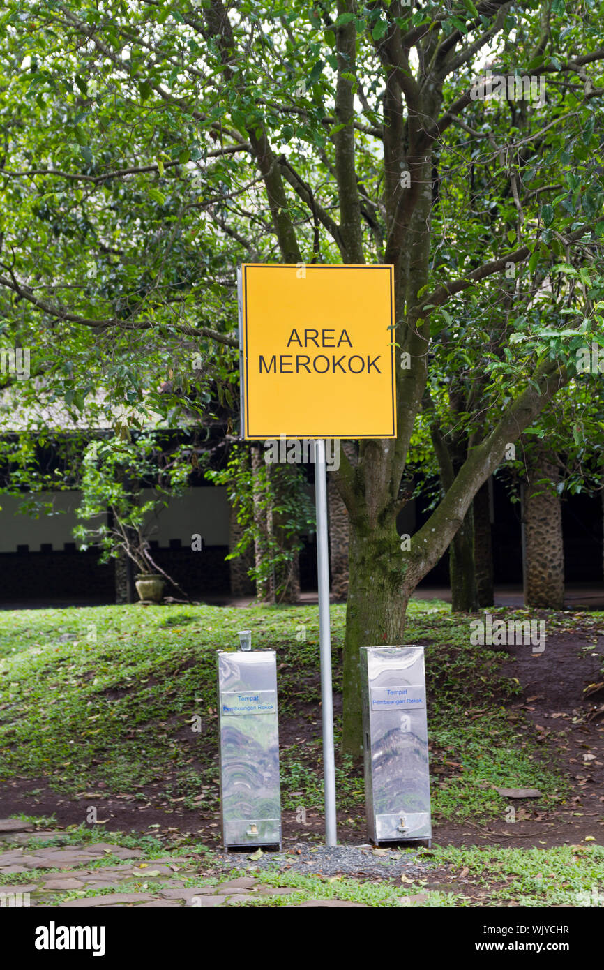 smoking area signage in Indonesian mix with English Language Stock ...