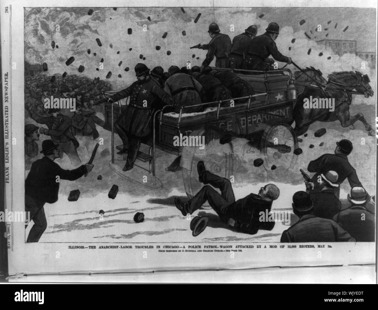 Illinois - the anarchist-labor troubles in Chicago - a police patrol ...