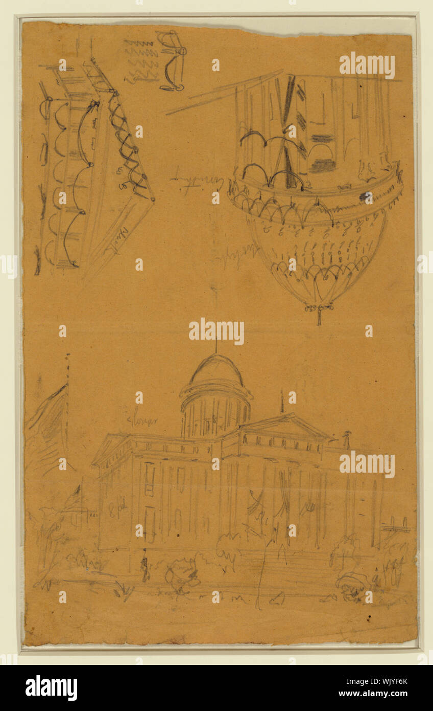 Illinois statehouse, Springfield, Ill, with details showing draped ...