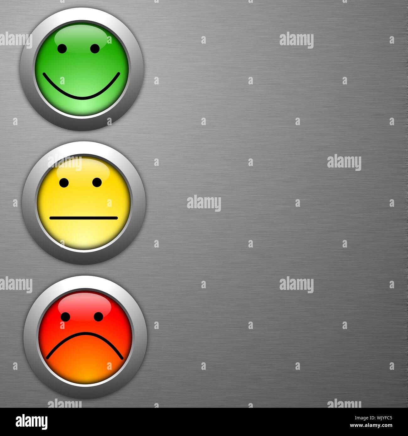 customer satisfaction survey concept with smilie and button Stock Photo ...