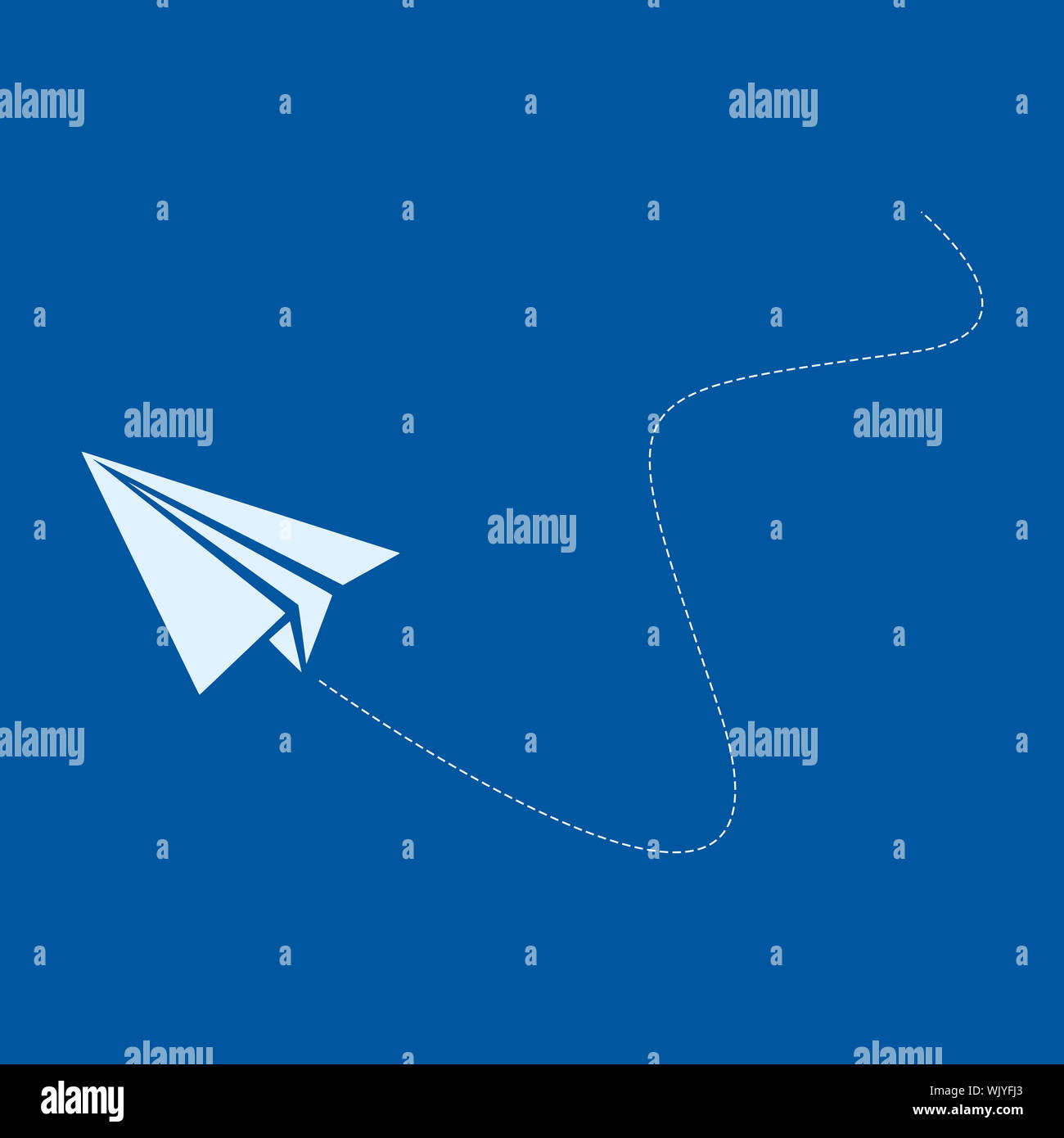 Folded flying paper plane on blue background vector illustration ...