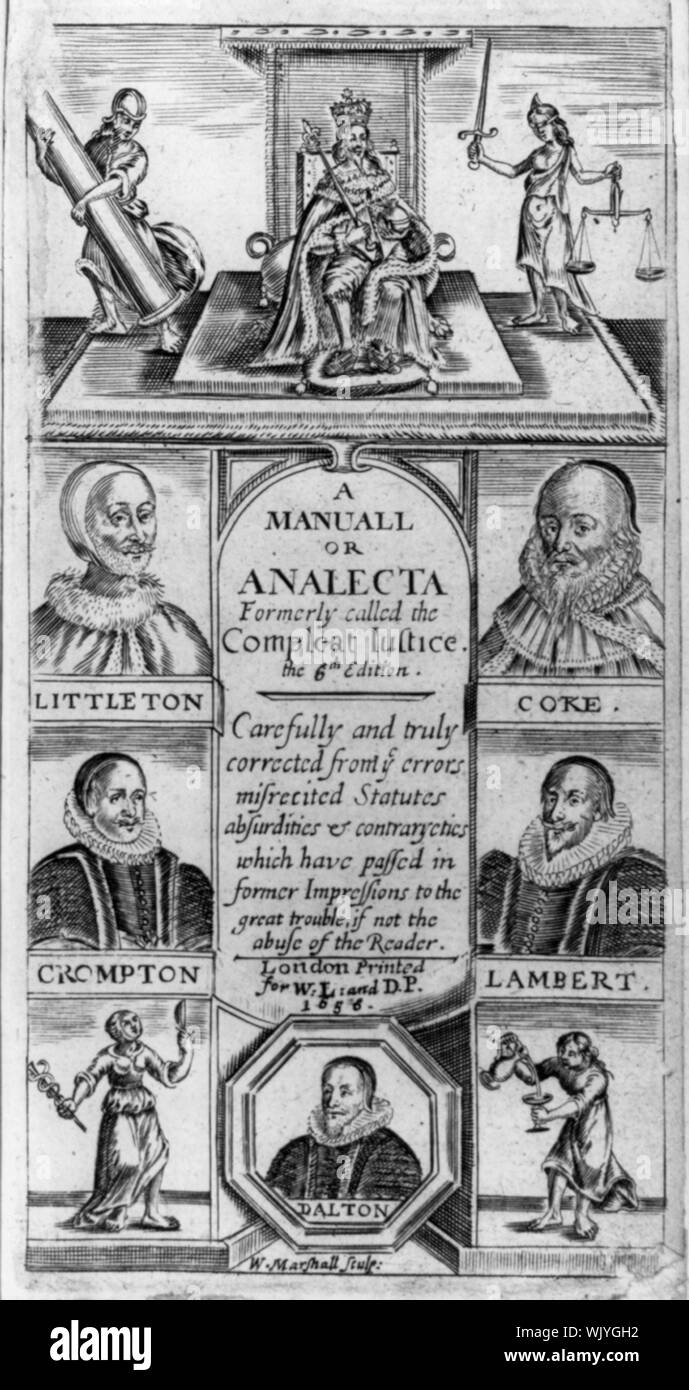 Illus. from book concerning Justices of the Peace: t.p. of 1656 ed. of ...