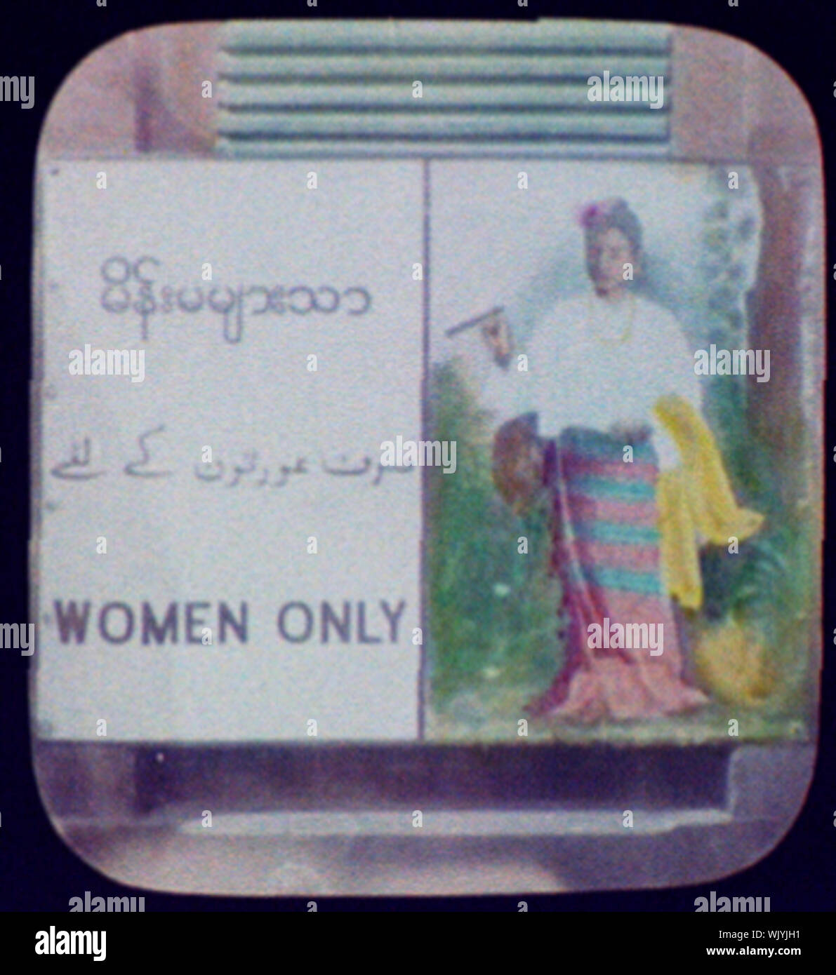 Illustrated sign on railway coach - Women only Stock Photo - Alamy