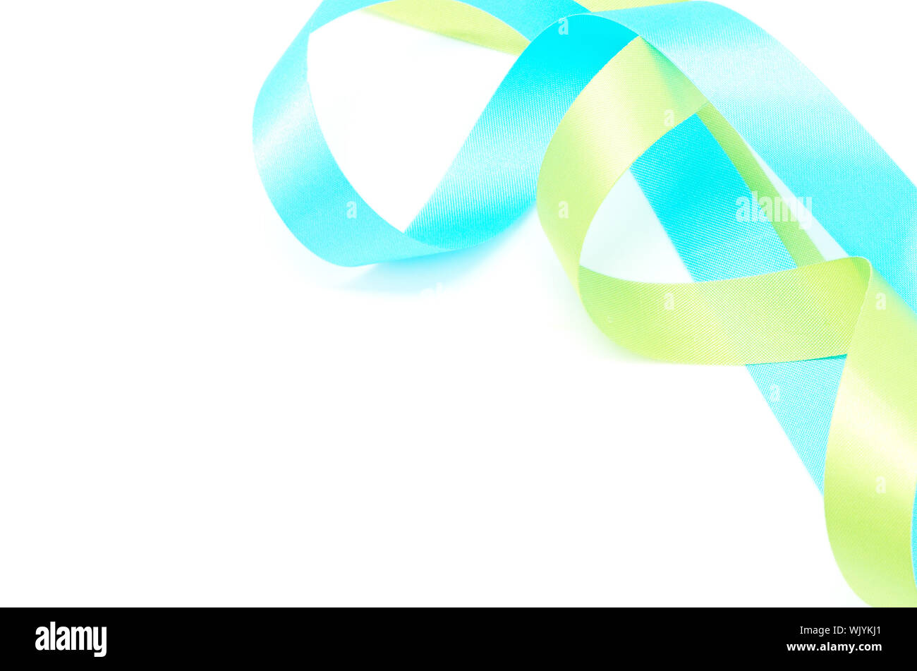 Blue and green ribbon collection isolated on white Stock Photo - Alamy