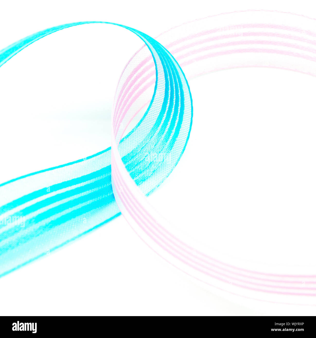 Blue and pink ribbon, isolated on a white background Stock Photo - Alamy