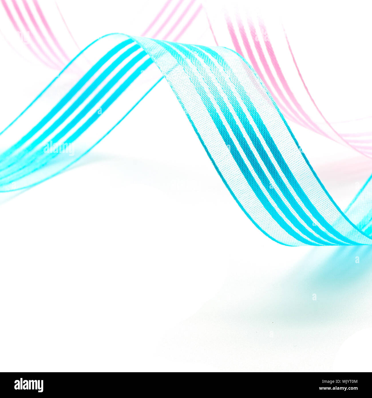 Blue and pink ribbon, isolated on a white background Stock Photo - Alamy