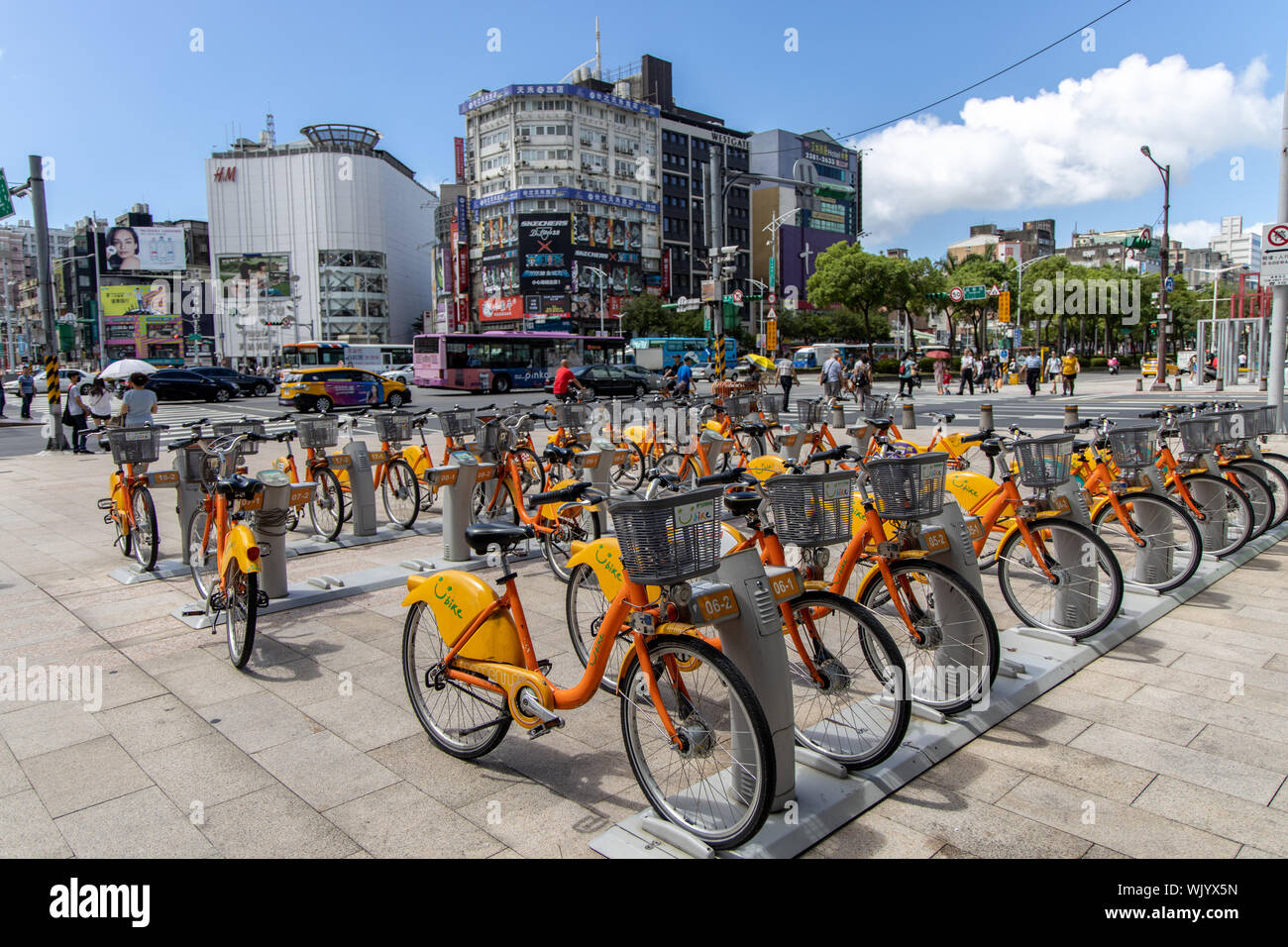 Aug 23, 2019 People crossing the pedestrian crossing at Ximen Station ...