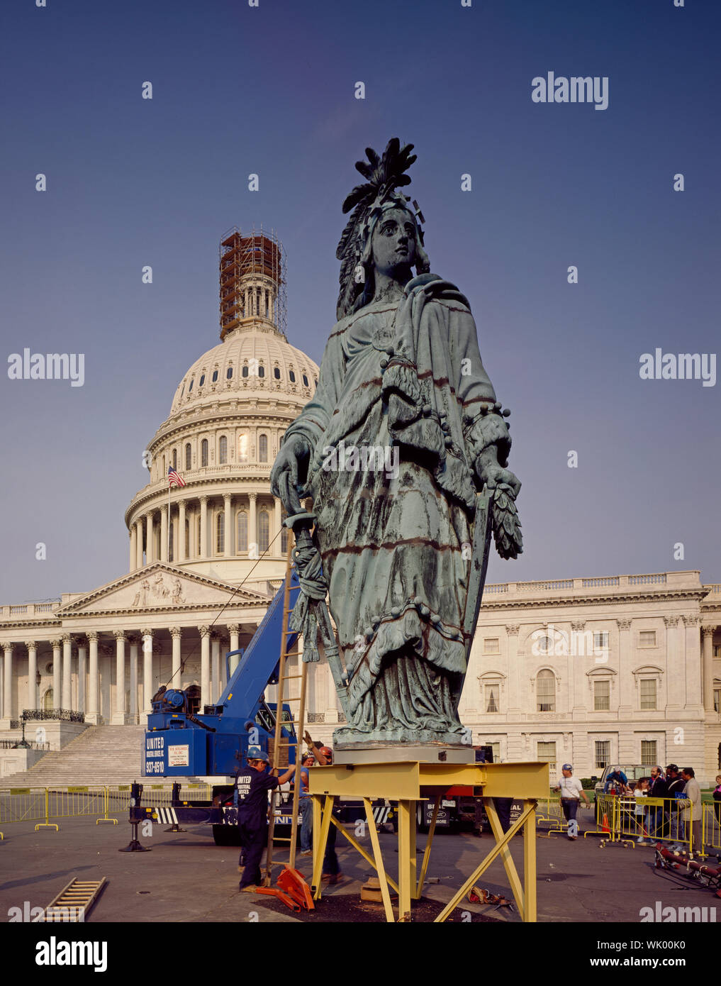 In 1993, Thomas Crawford's Statue of Freedom was removed by helicopter ...
