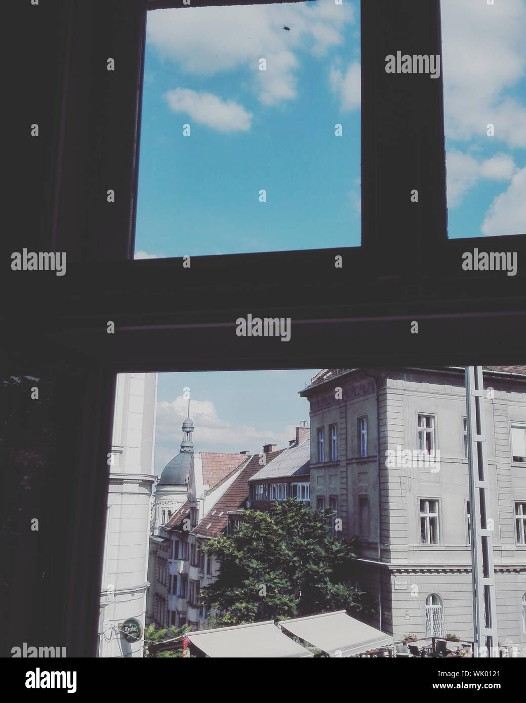 Buildings Seen Through Window Stock Photo - Alamy