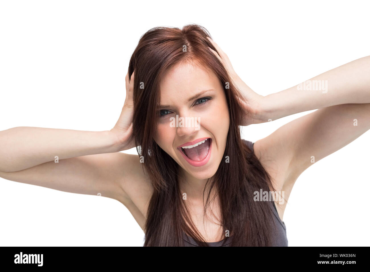 Portrait upset young brunette hi-res stock photography and images - Alamy