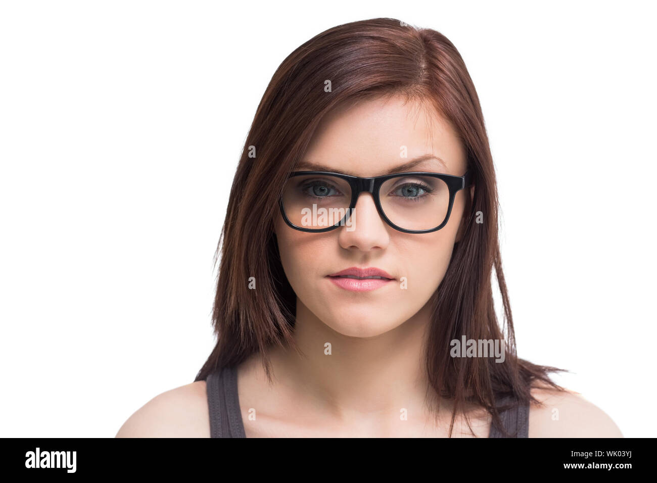 Attractive brunette wearing trendy glasses hi-res stock photography and ...
