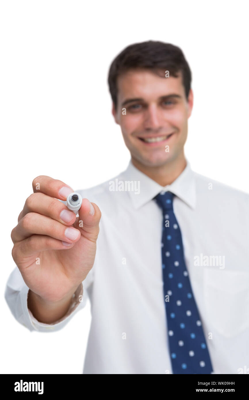 Handsome cheerful young man writing hi-res stock photography and images ...