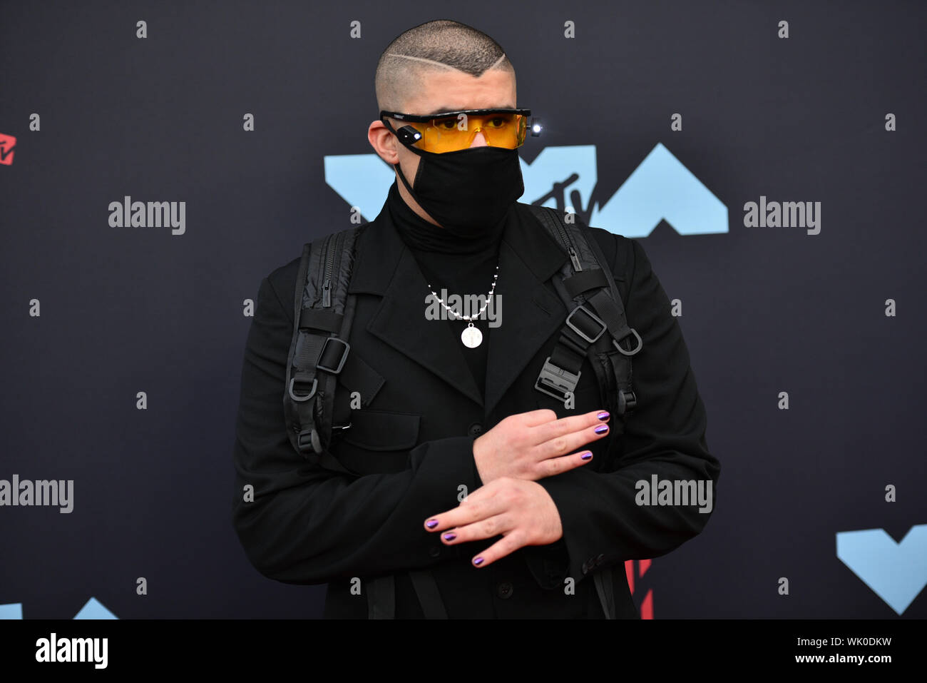 Bad Bunny attends the 2019 MTV Video Music Awards at Prudential Center ...