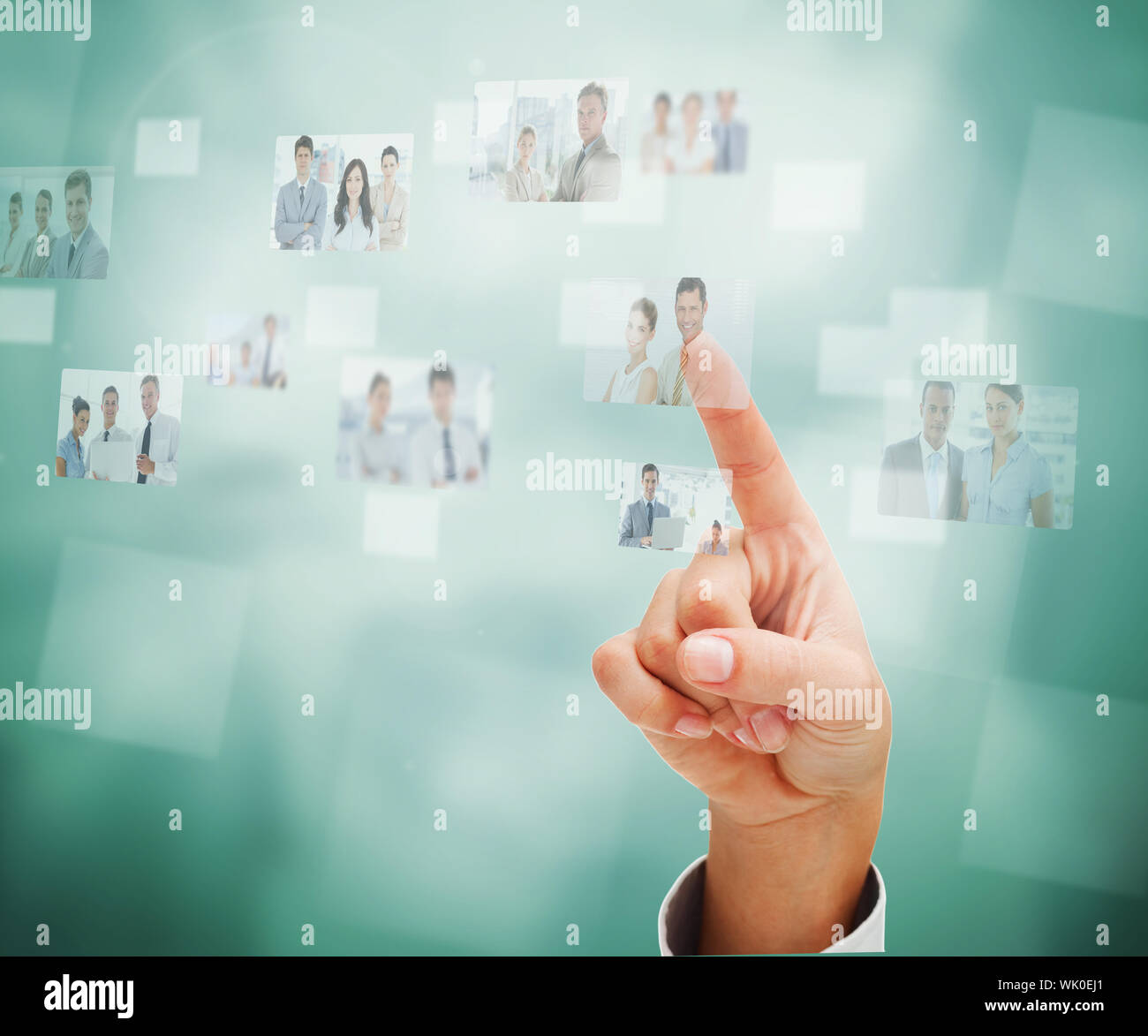 Female finger pointing at futuristic interface Stock Photo - Alamy
