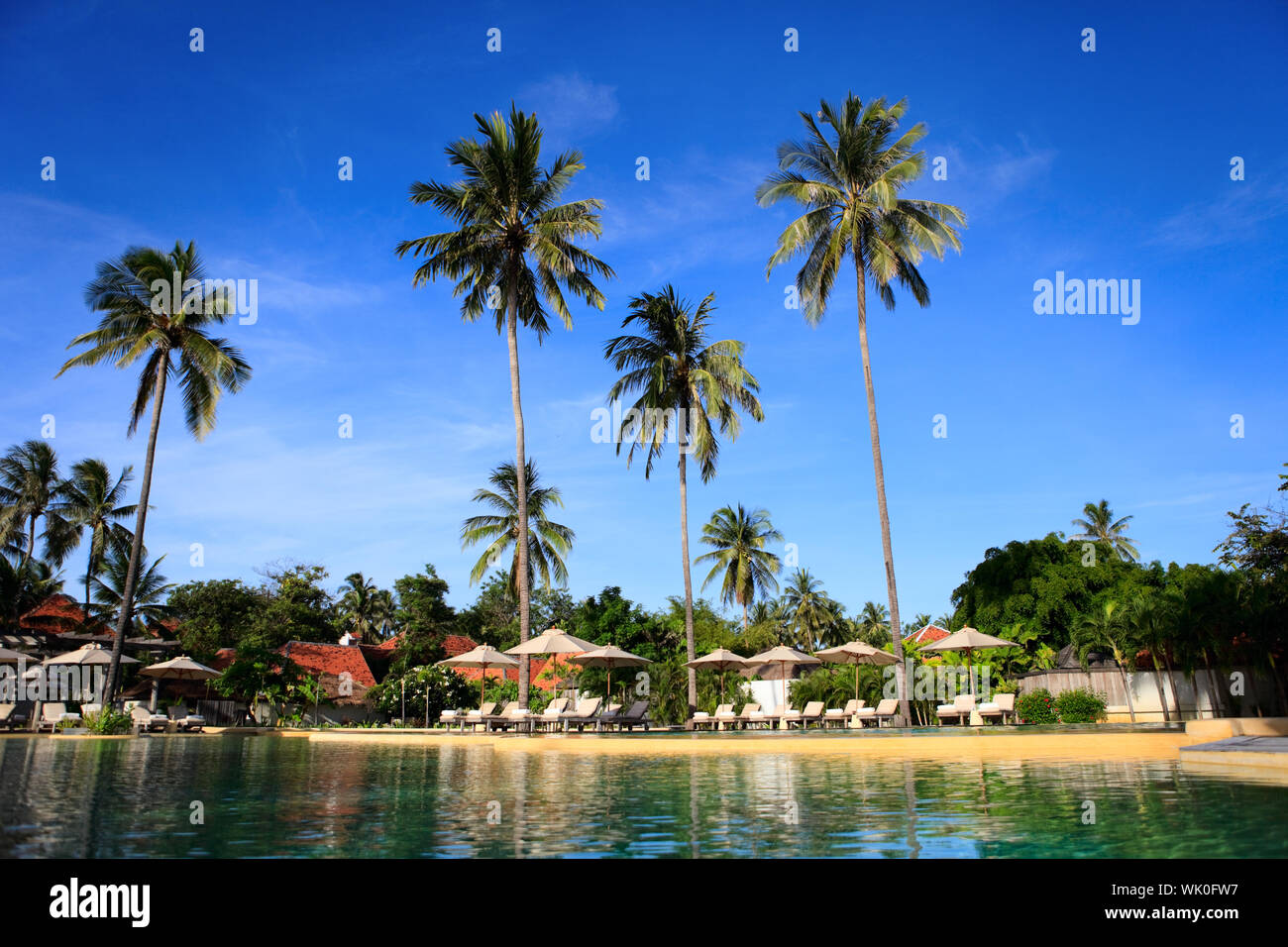 Beautiful swimming pool in luxury tropical resort Stock Photo - Alamy