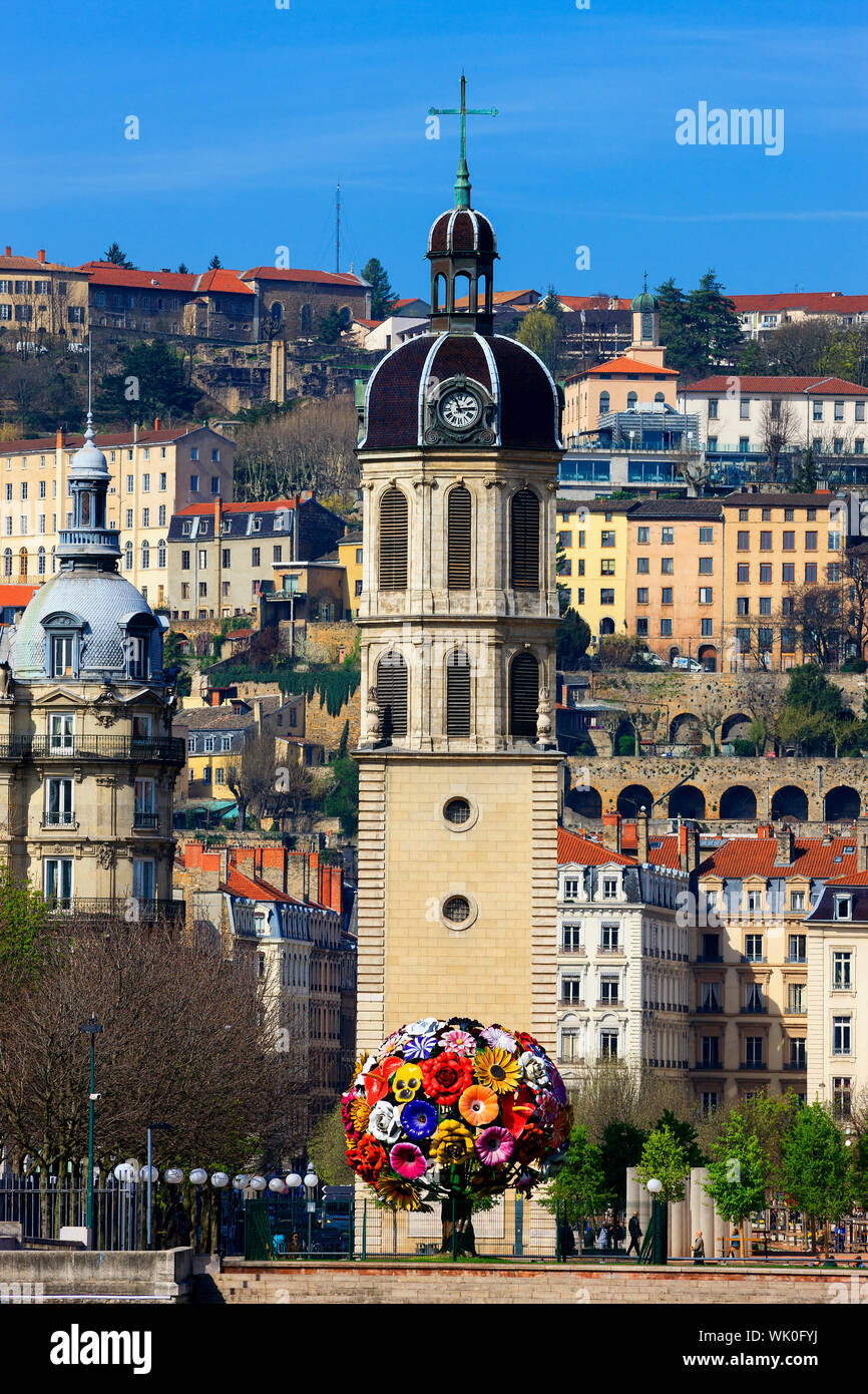Vertical view of famous tower at Lyon, France Stock Photo - Alamy