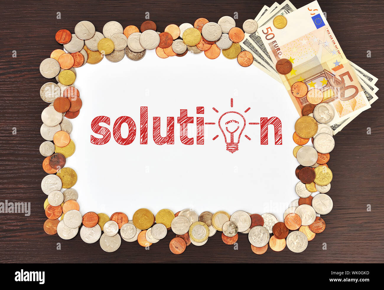 poster with solution and money Stock Photo - Alamy