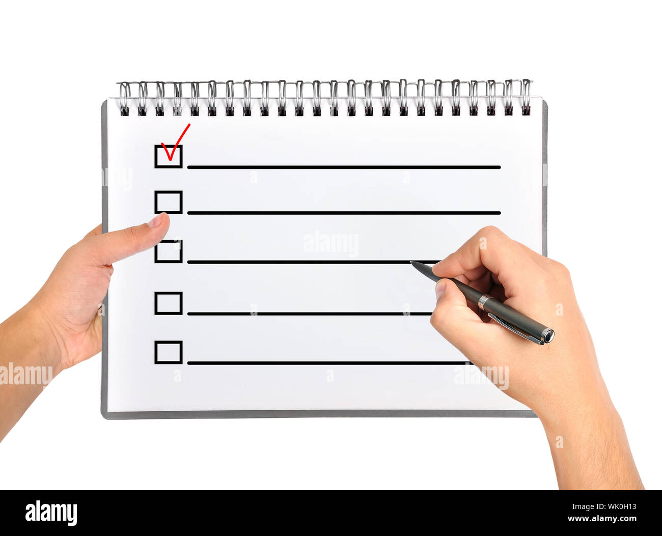 hand drawing check box in note book Stock Photo - Alamy