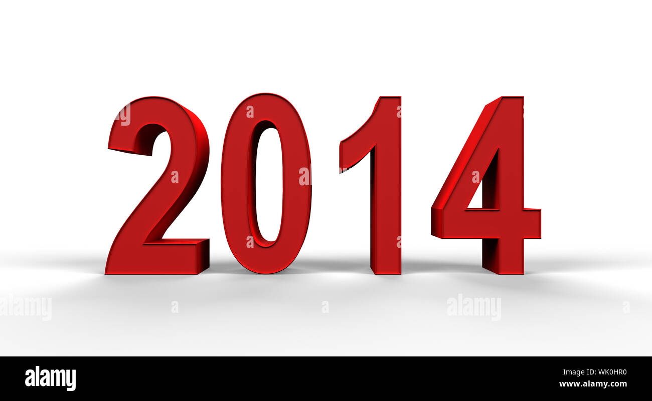big red text 2014, 3d render Stock Photo - Alamy