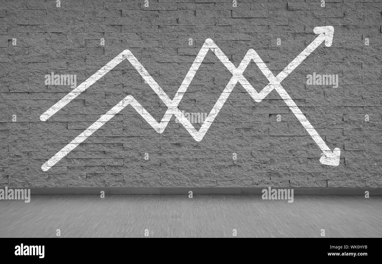 drawing chart on gray brick wall Stock Photo - Alamy