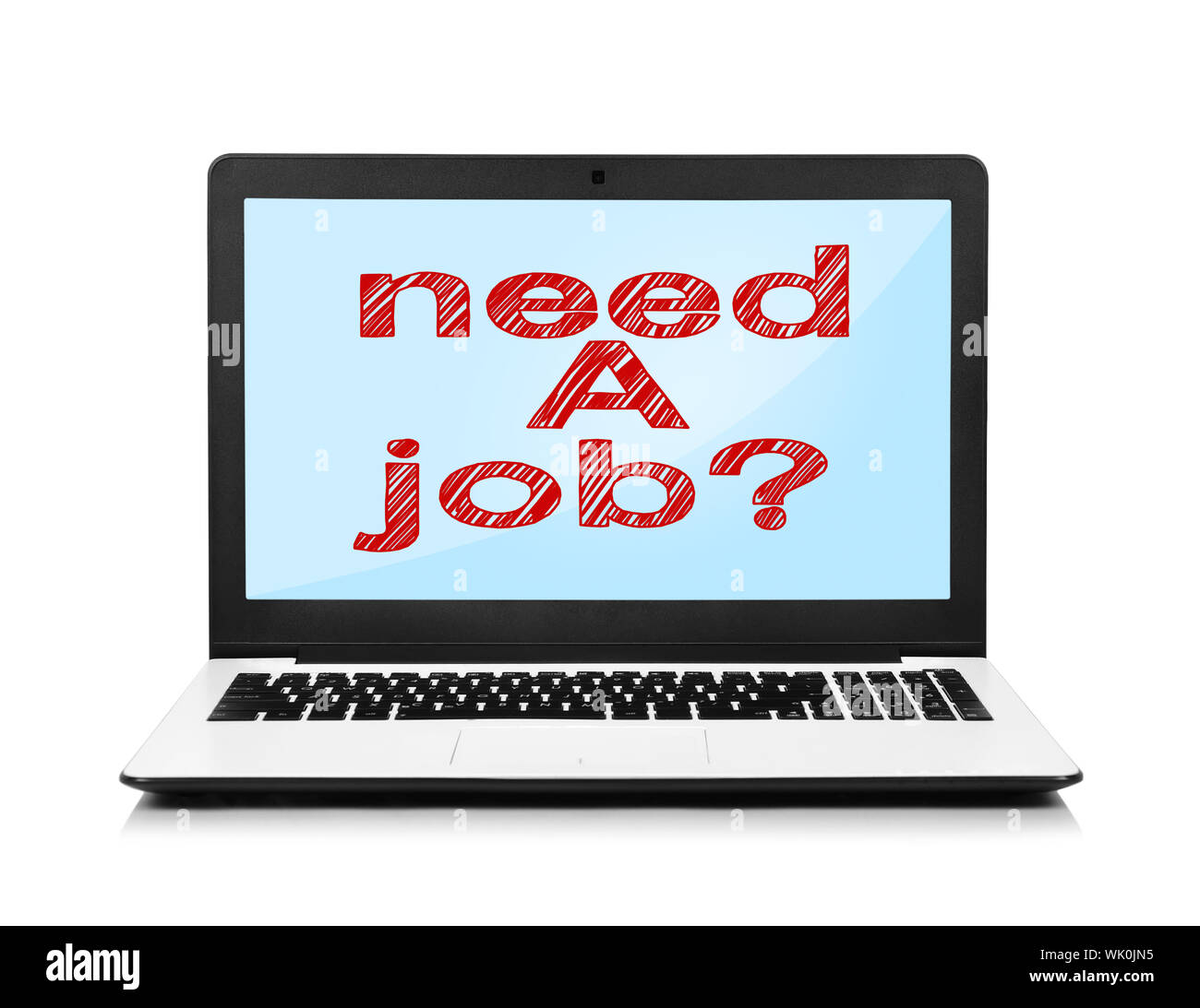 laptop with need a job on screen on white background Stock Photo - Alamy