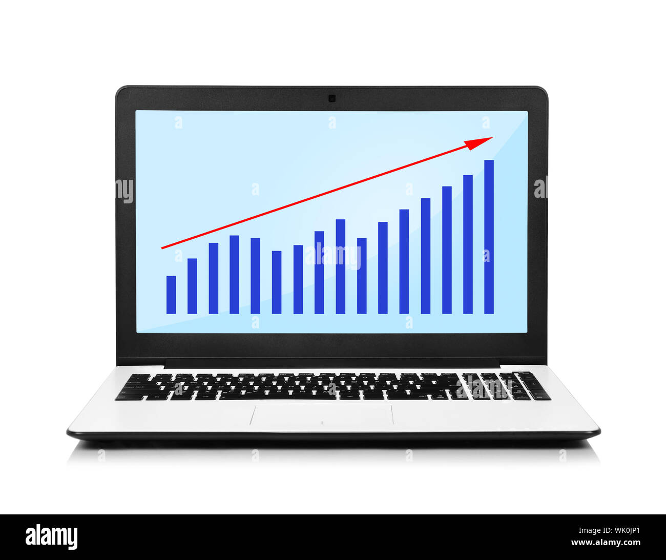 laptop with chart on screen on white background Stock Photo - Alamy