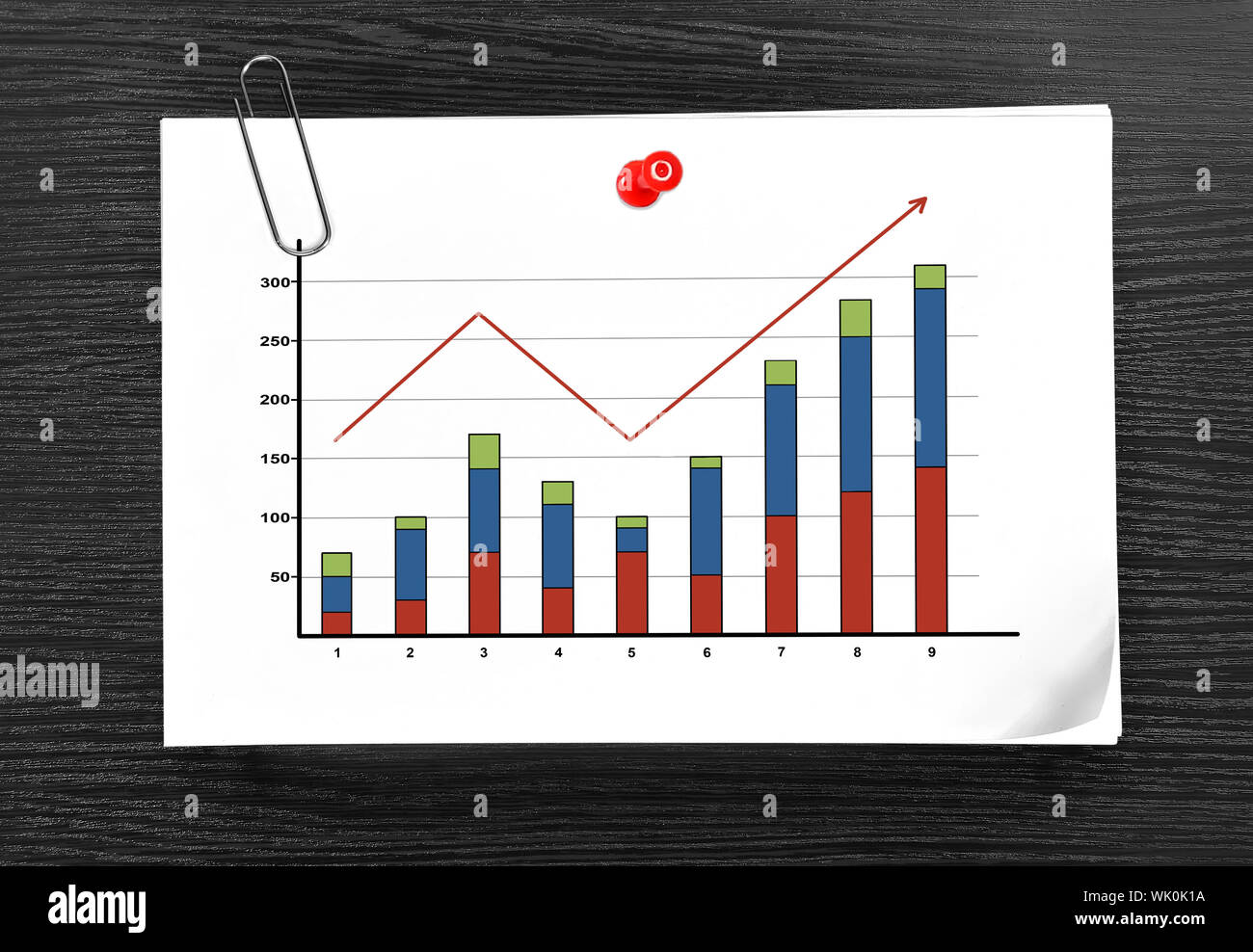 paper with drawing chart attached to wooden wall Stock Photo - Alamy