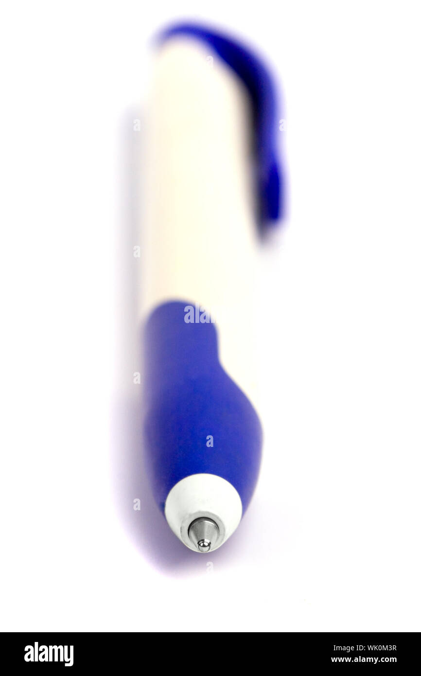 blue ball-point pen isolated on white background Stock Photo - Alamy