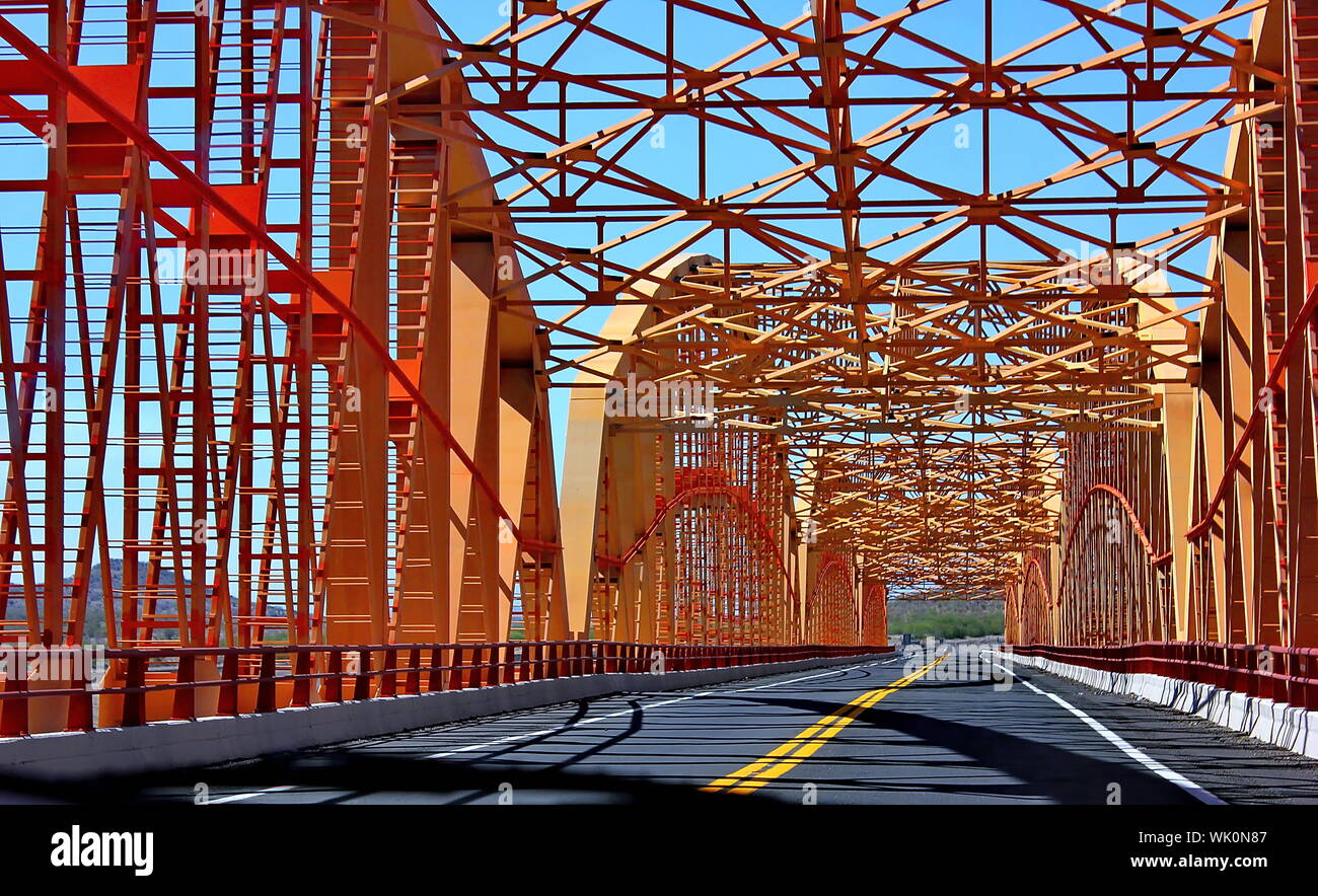 Empty Covered Metal Bridge Stock Photo - Alamy