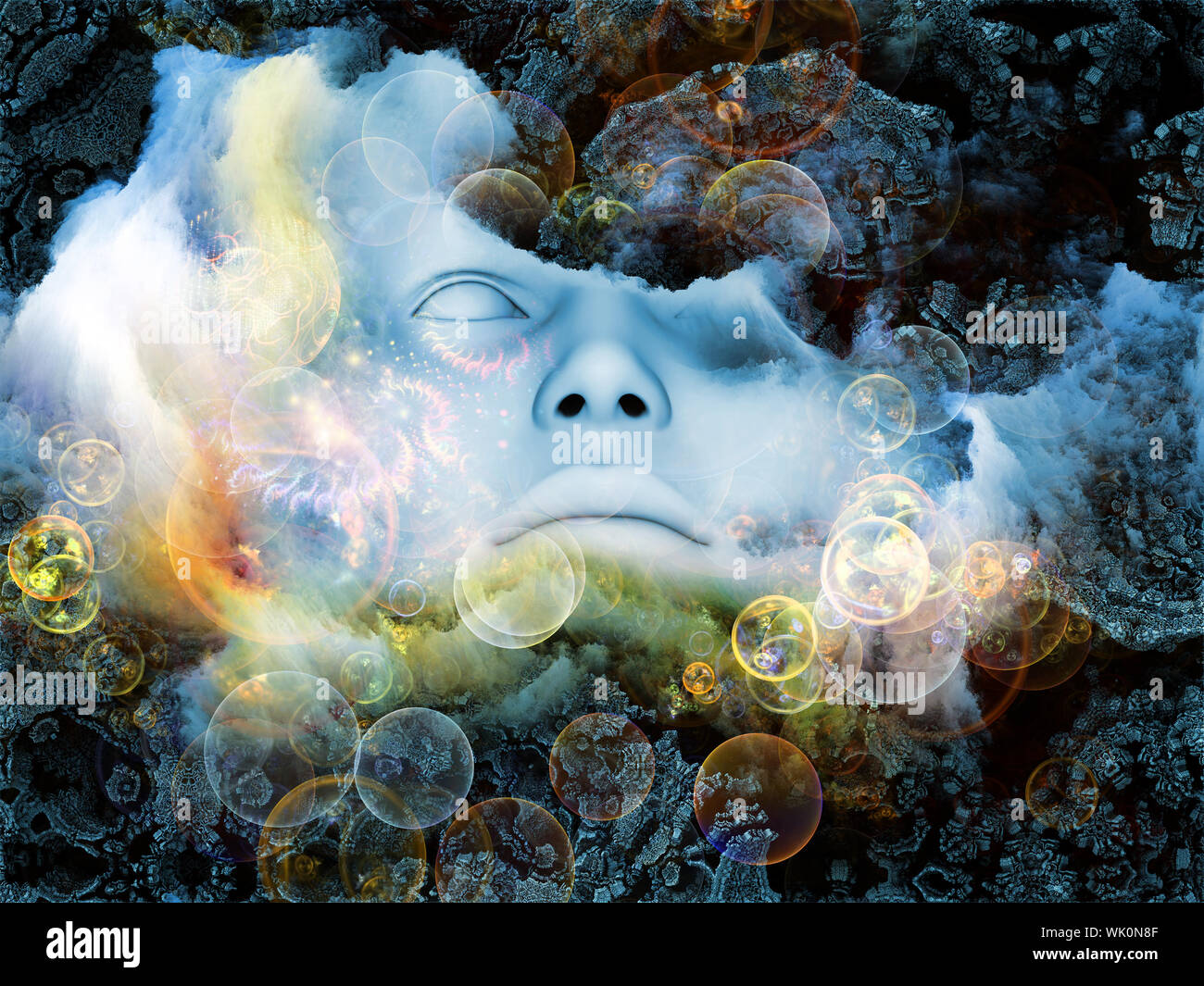 Beyond Human series. Arrangement of human, fractal and natural forms on ...