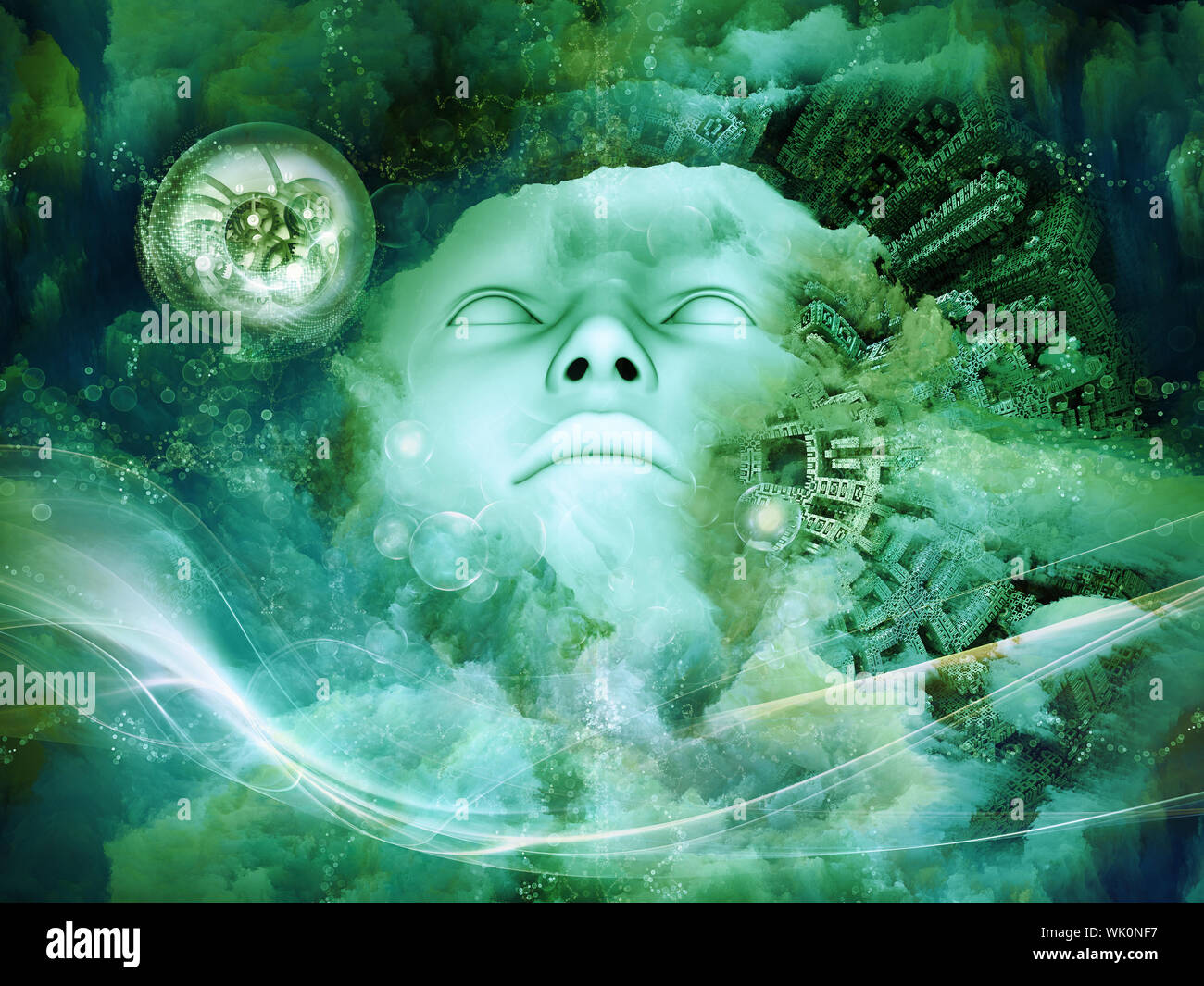 Beyond Human series. Abstract design made of human, fractal and natural ...