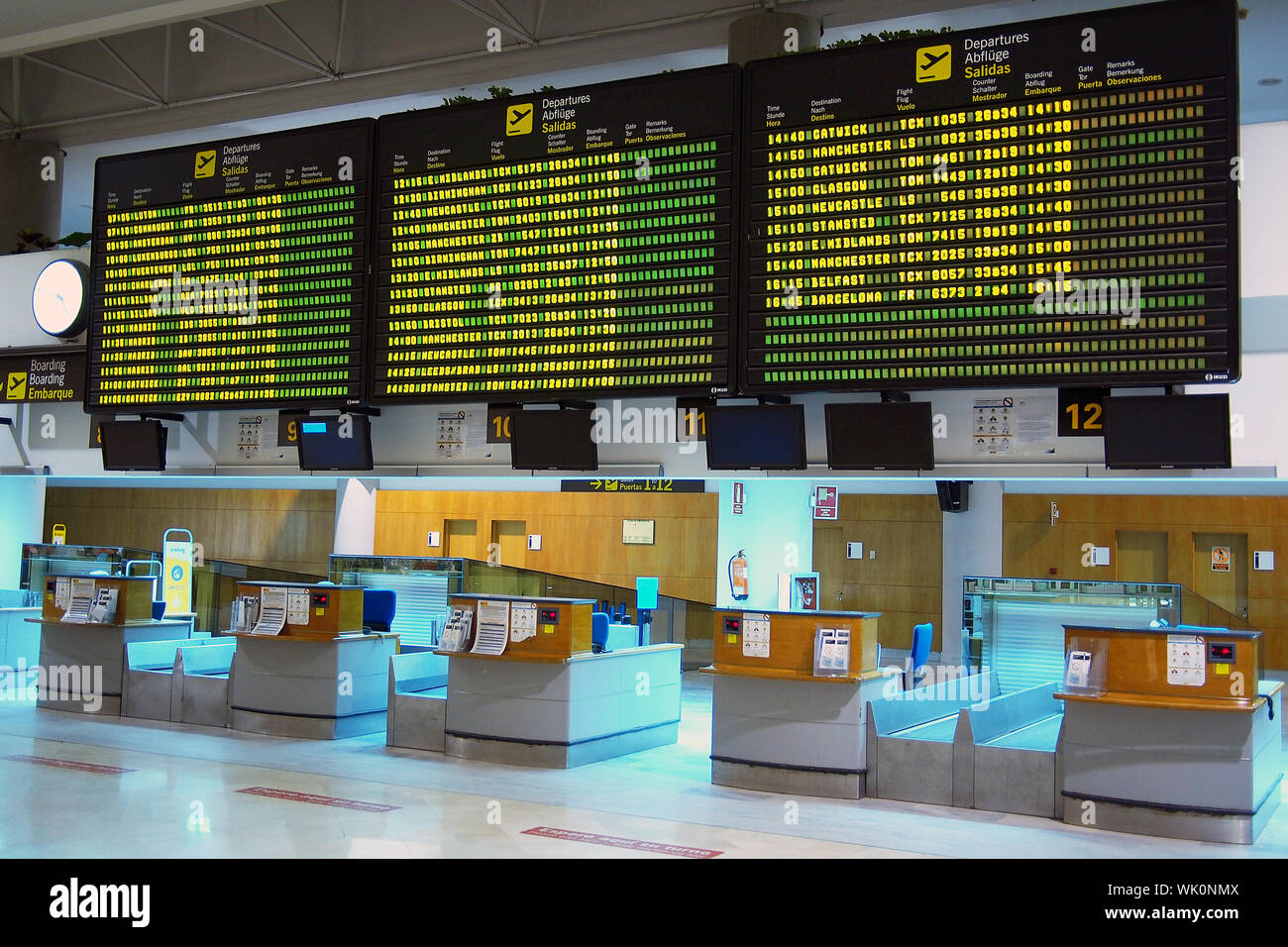 Departure and arrival boards at the airport Stock Photo - Alamy