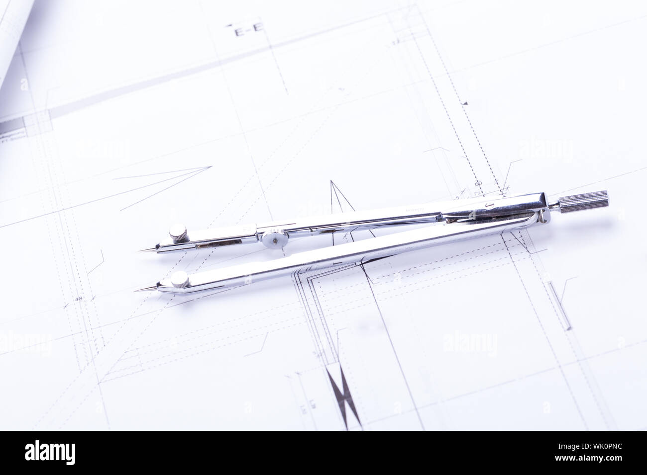 architect blueprints equipment objects workplace Stock Photo - Alamy