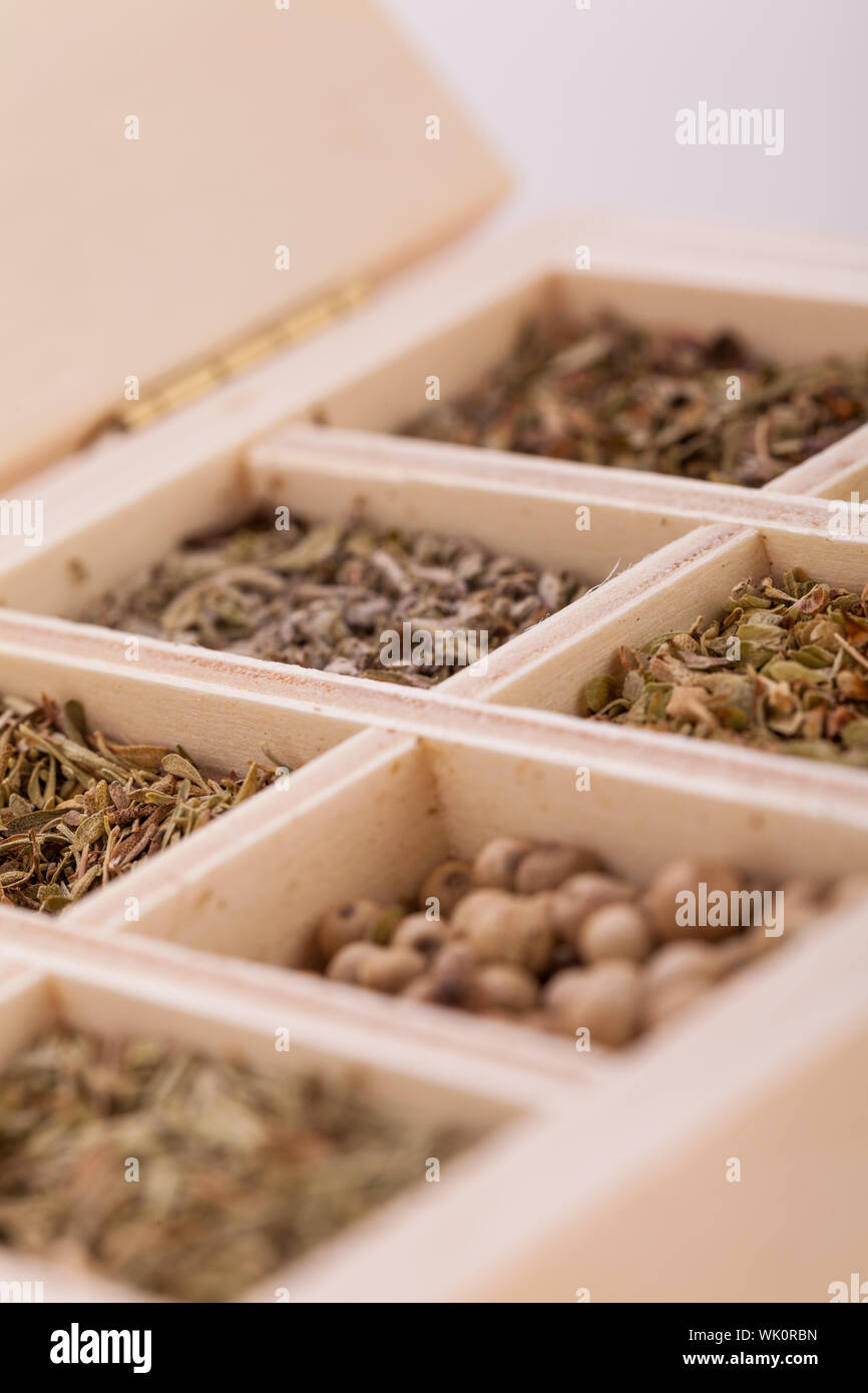 Overhead View Of A Tray With Individual Divisions Displaying Assorted