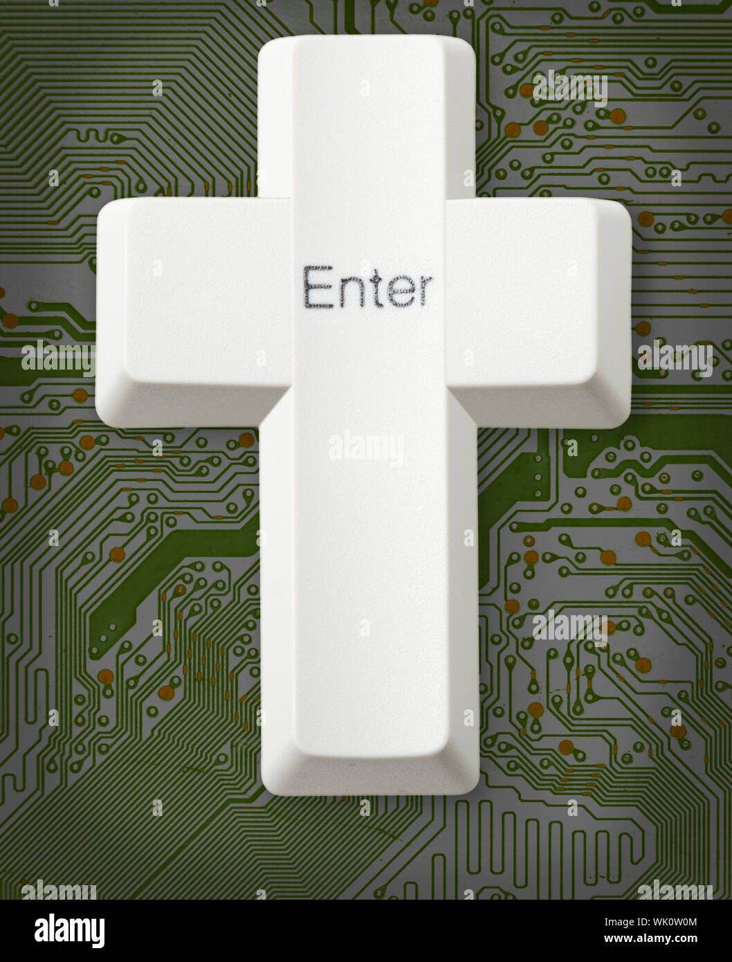 Computer button forms a Christian cross with the inscription - Enter ...