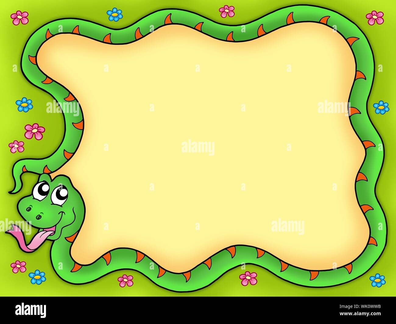 Snake frame with flowers 1 - color illustration Stock Photo - Alamy
