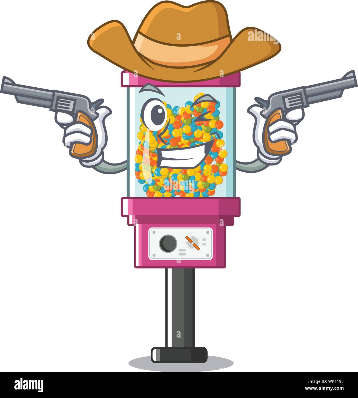 Cowboy candy vending machine isolated in mascot Stock Vector Image ...